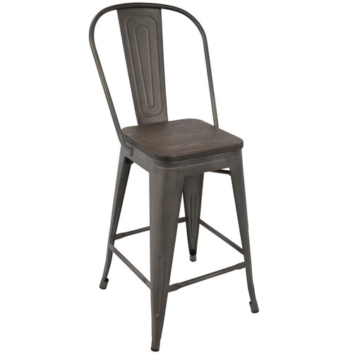 Oregon High Back 24" Fixed-height Counter Stool - Set Of 2