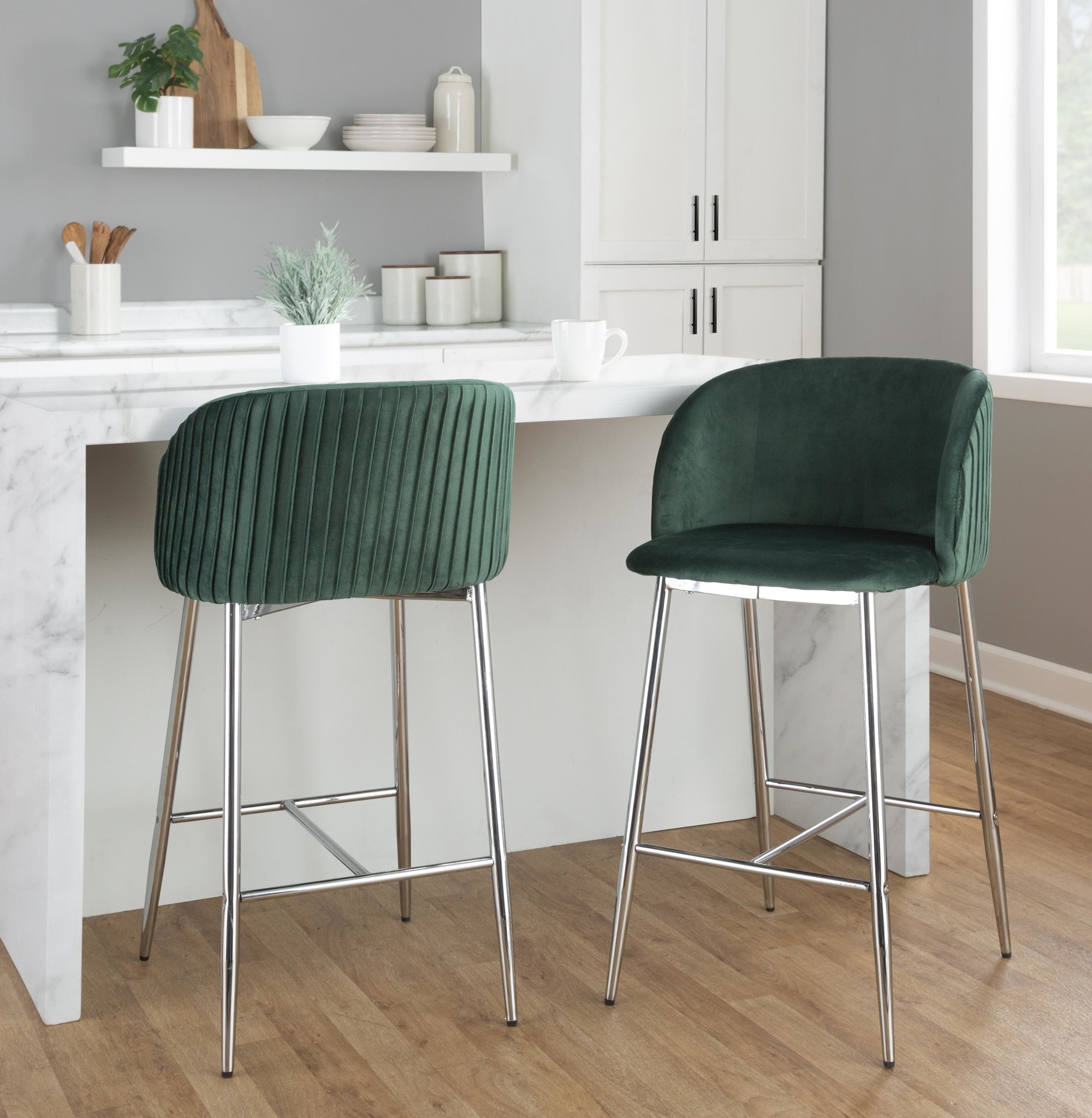 Fran Pleated 26" Fixed-height Counter Stool - Set Of 2 - LumiSource ...