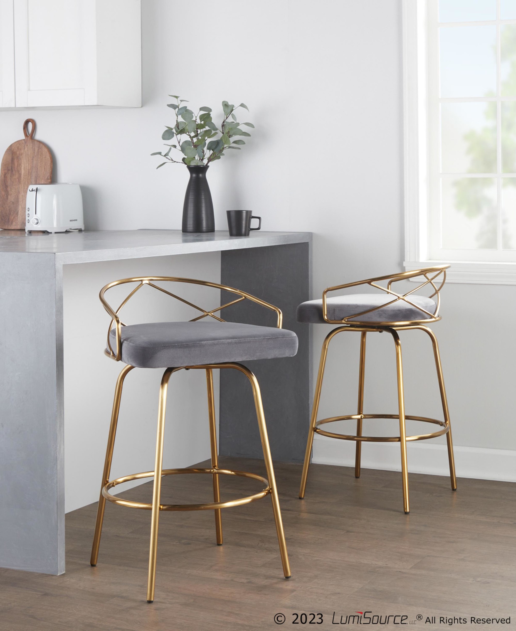 Charlotte Glam 26" Fixed-height Counter Stool - Set Of 2 - LumiSource ...