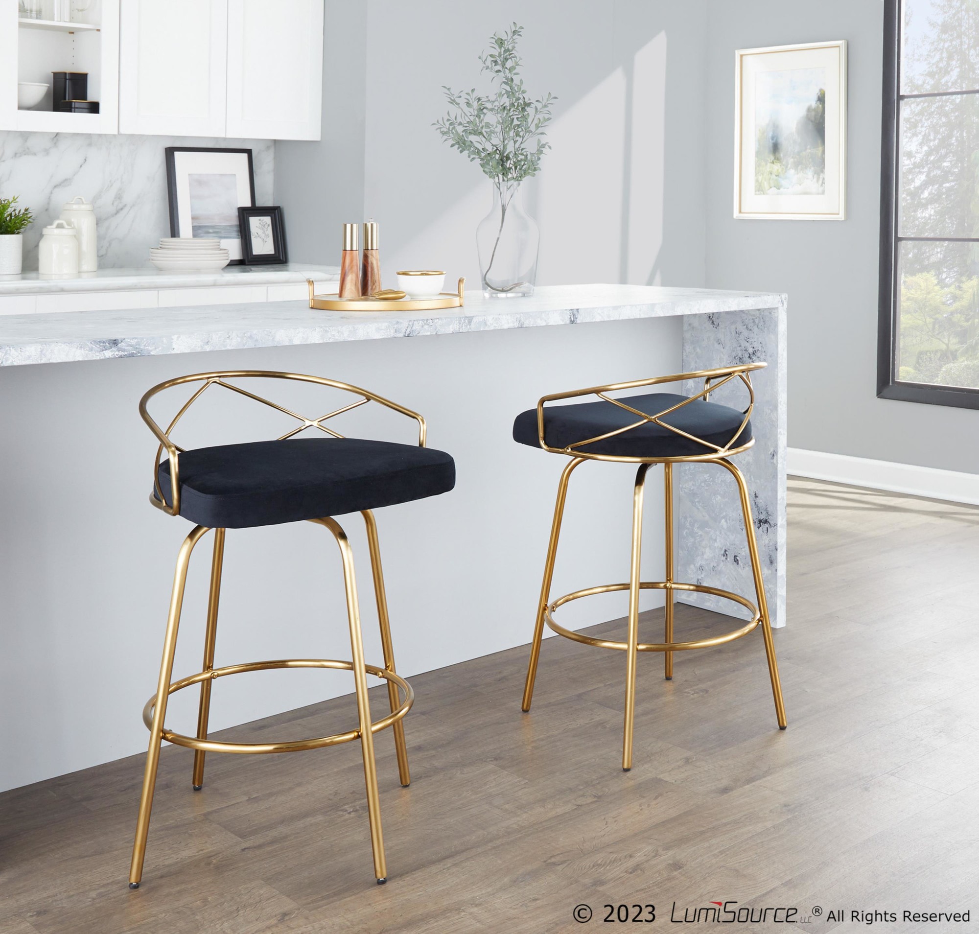Charlotte Glam 26" Fixed-height Counter Stool - Set Of 2 - LumiSource ...