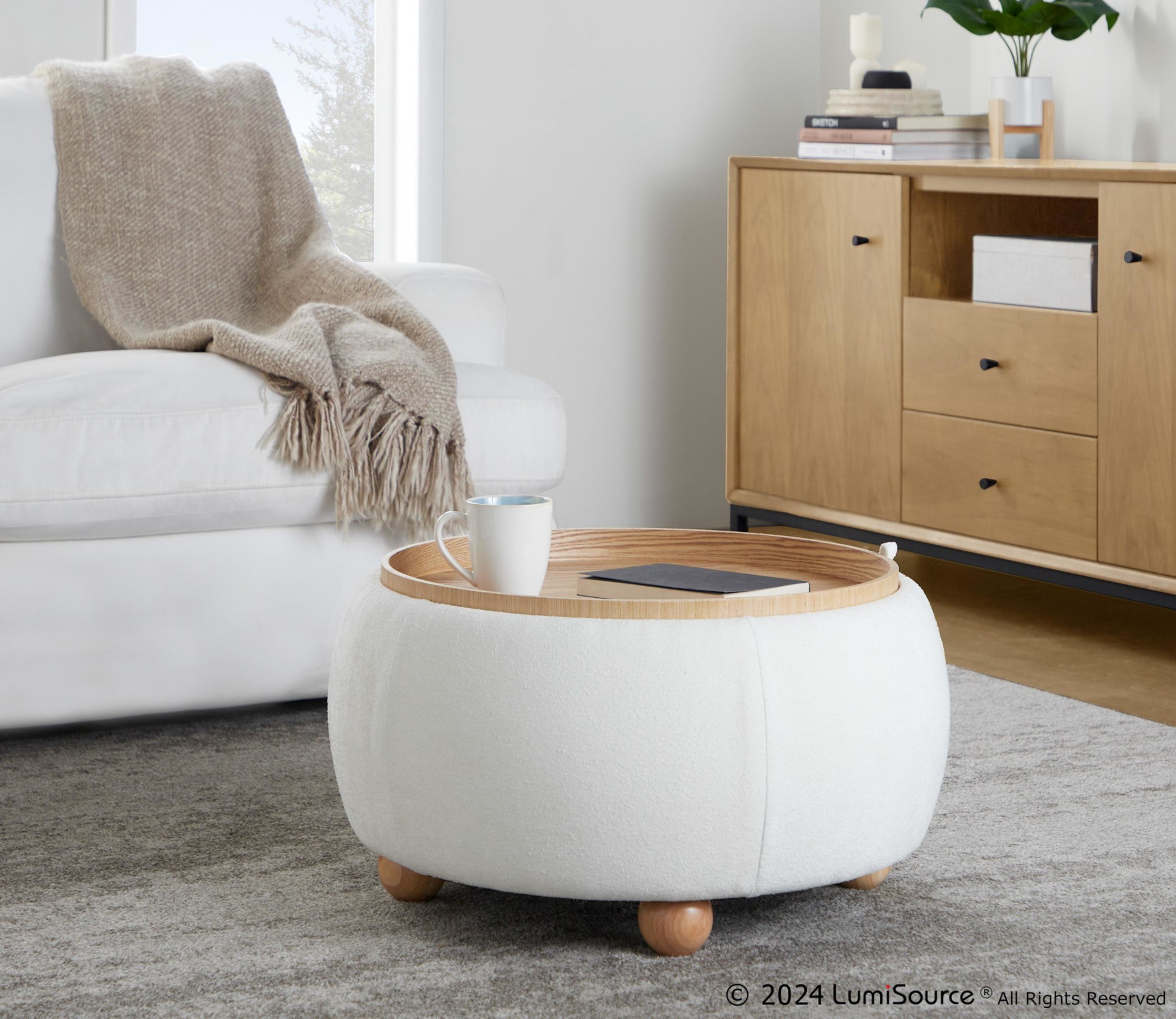 Tray Pouf Storage Ottoman - LumiSource - Stylish Decor at Affordable Prices