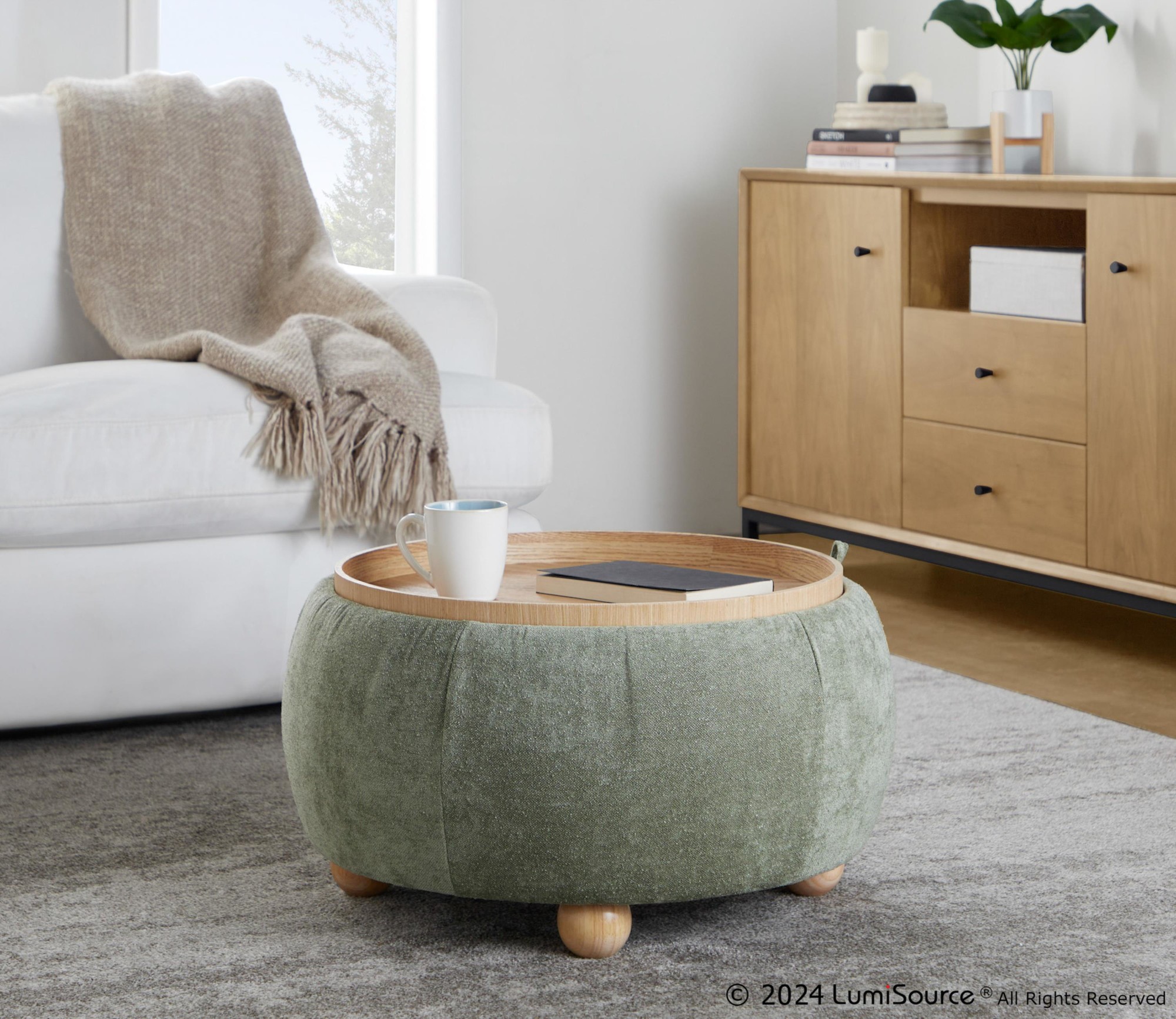 Tray Pouf Storage Ottoman - LumiSource - Stylish Decor at Affordable Prices